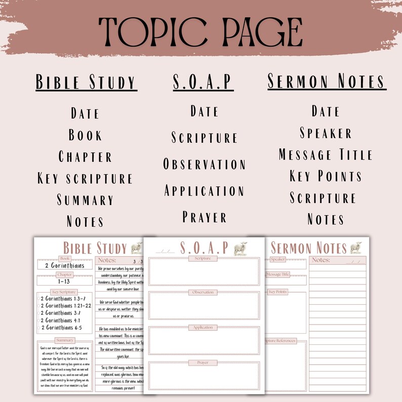 Digital Bible Study Bundle, Journal, SOAP Method, Sermon Notes ...