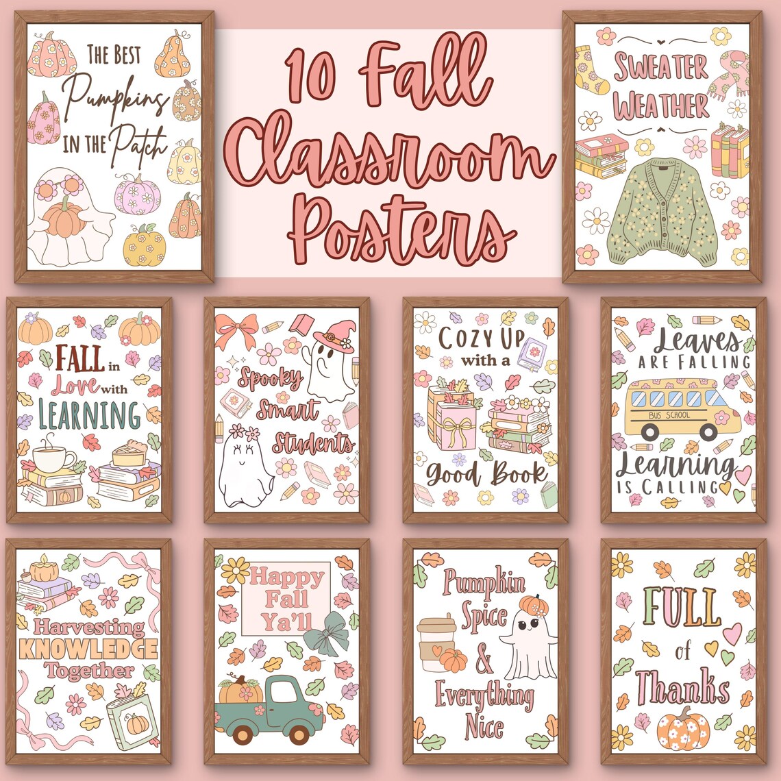 Fall/halloween Classroom Posters | Autumn Bulletin Board Decor | Cutesy ...