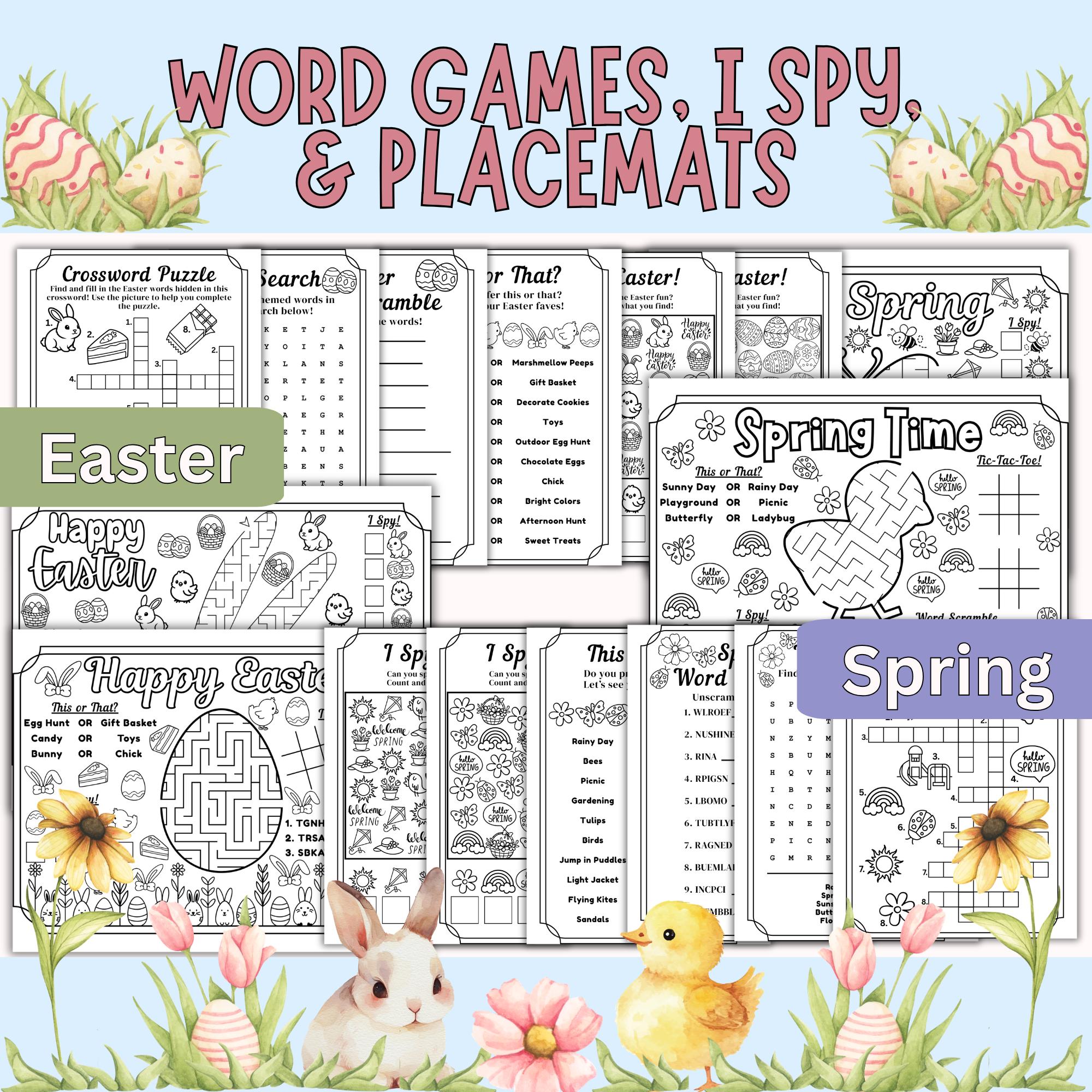 Spring and Easter Activity Bundle Printable Kids Activities Games ...