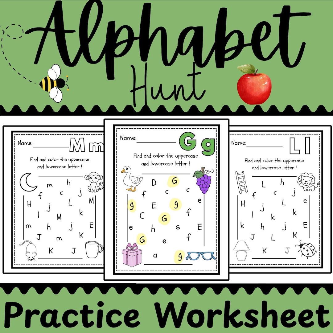 Alphabet Hunt A–Z | Uppercase & Lowercase Letter Recognition + Coloring ...
