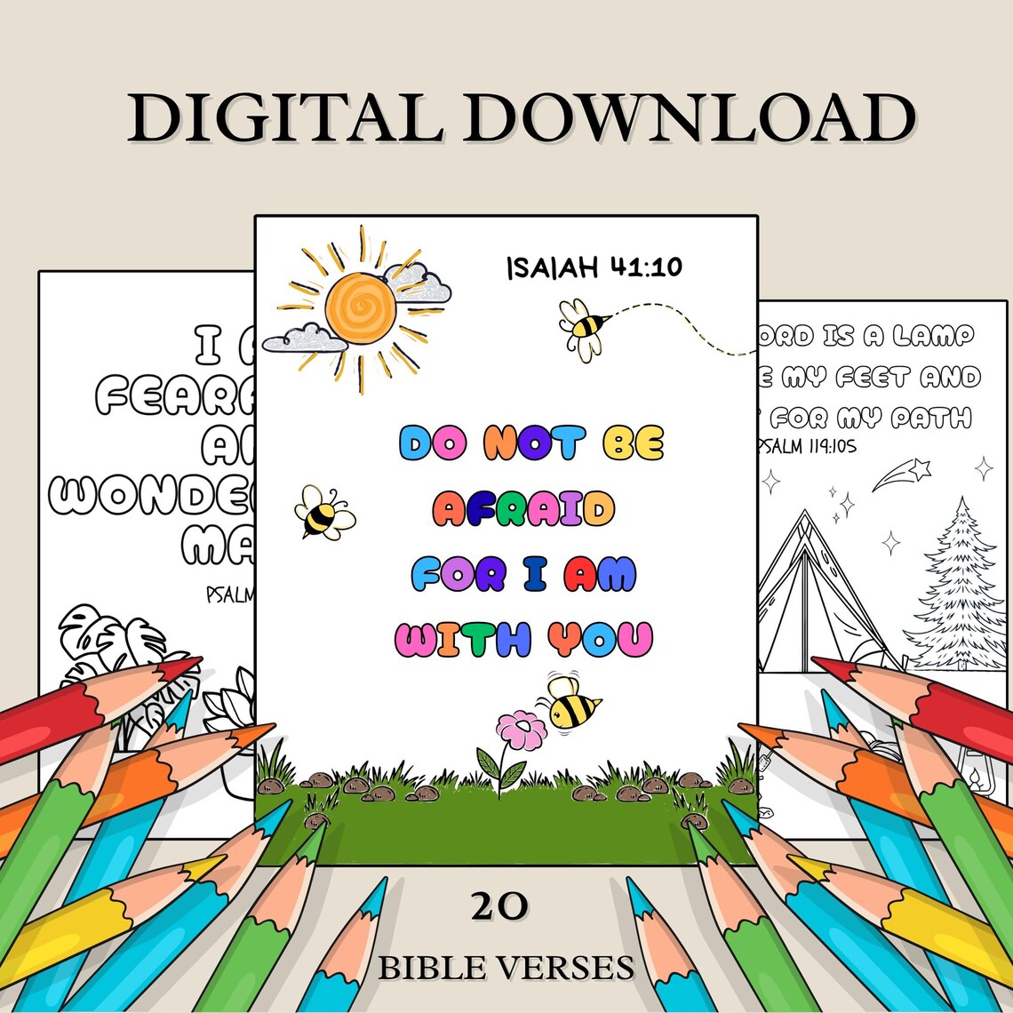 Bible Verse Coloring Pages Sunday School Kids Activity Christian ...