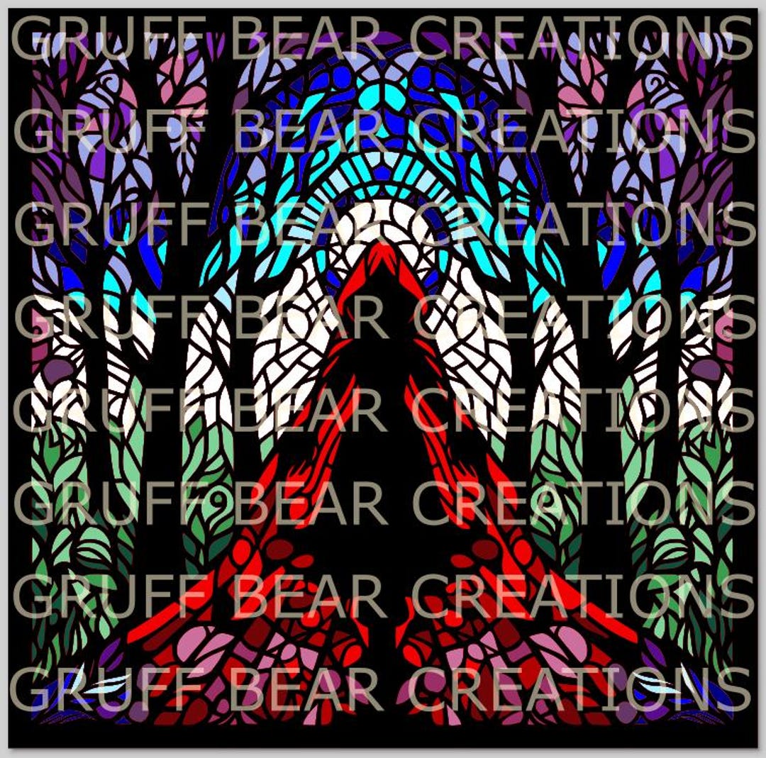 Layered Little Red Riding Hood Stained Glass Design SVG – Cutting ...
