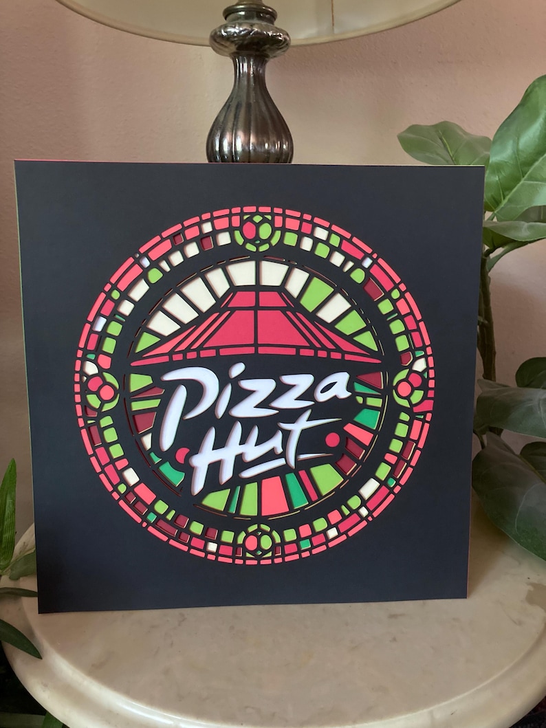 Pizza Hut Logo Stained Glass Layered SVG File | 80's Retro Style With ...