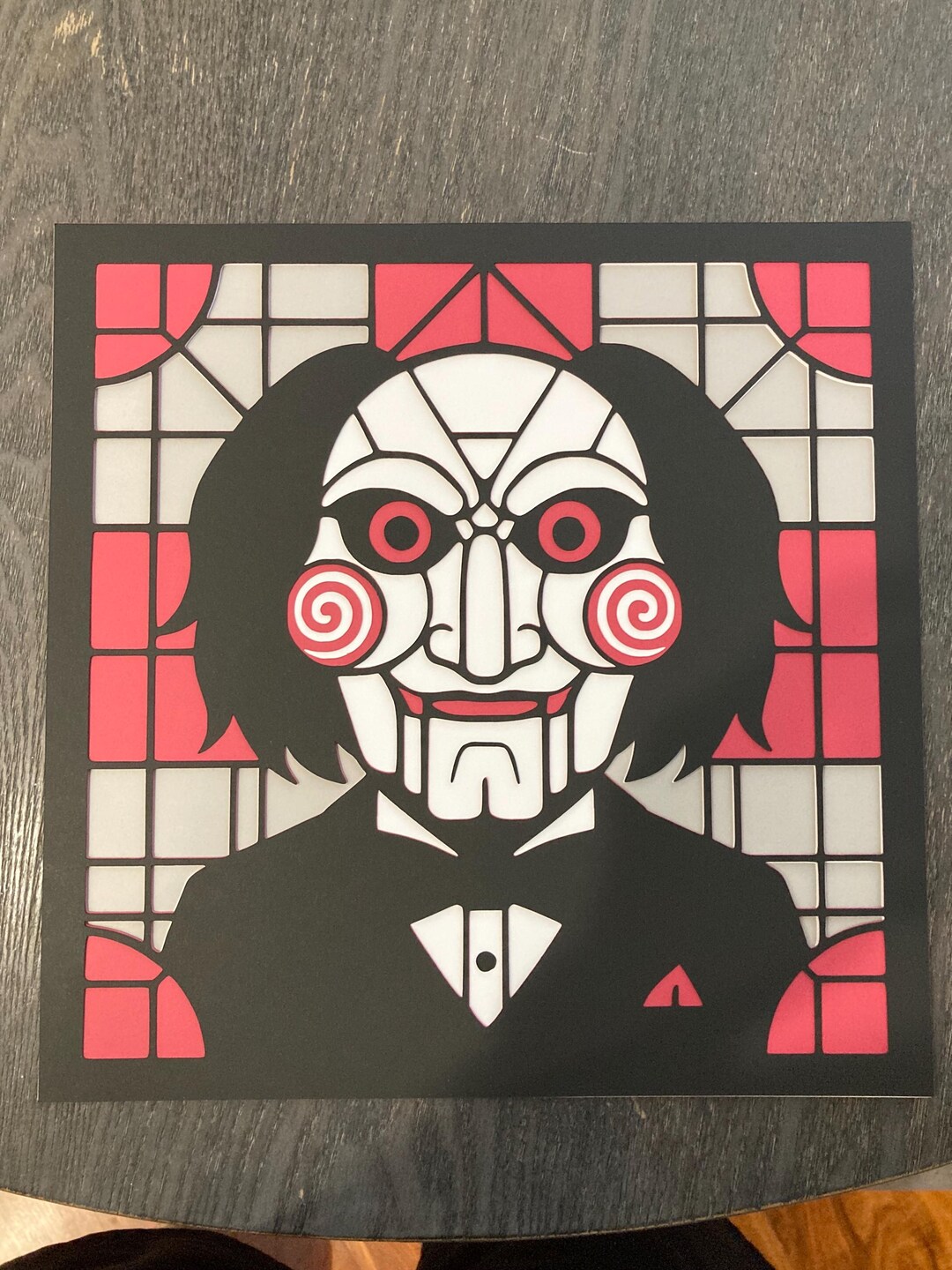 Layered Saw Puppet Stained Glass SVG – Horror-themed Design for Cutting ...