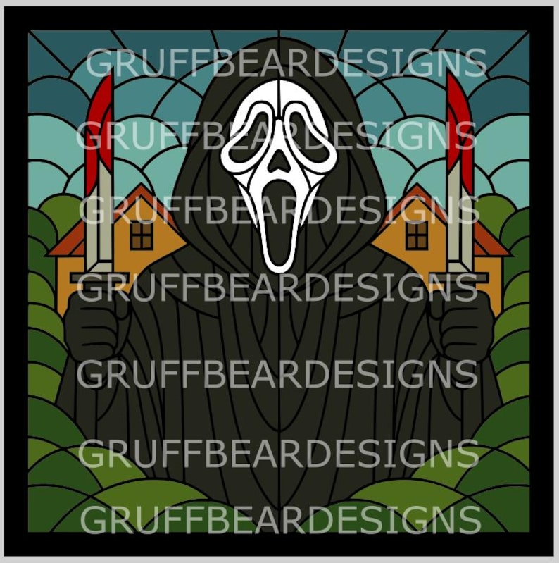 Ghostface Stained Glass SVG – Horror Movie Inspired Layered Cut File ...