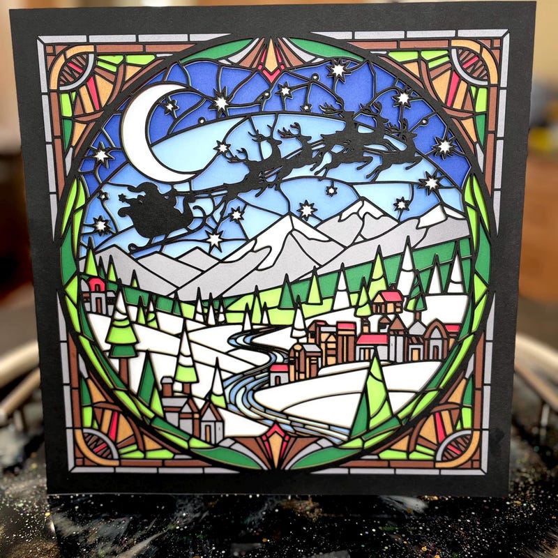 Santa in Sky Image Svg - Etsy