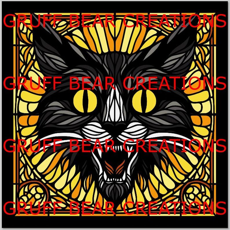 Vintage Scaredy Cat Stained Glass SVG – Retro Halloween Cut File - Etsy