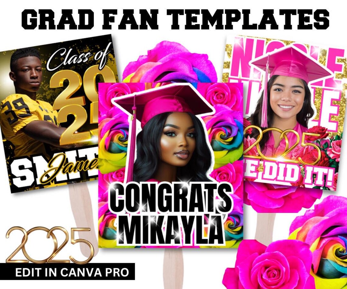 2025 Graduation Fan Template | Senior Keepsake (editable Canva) - Etsy