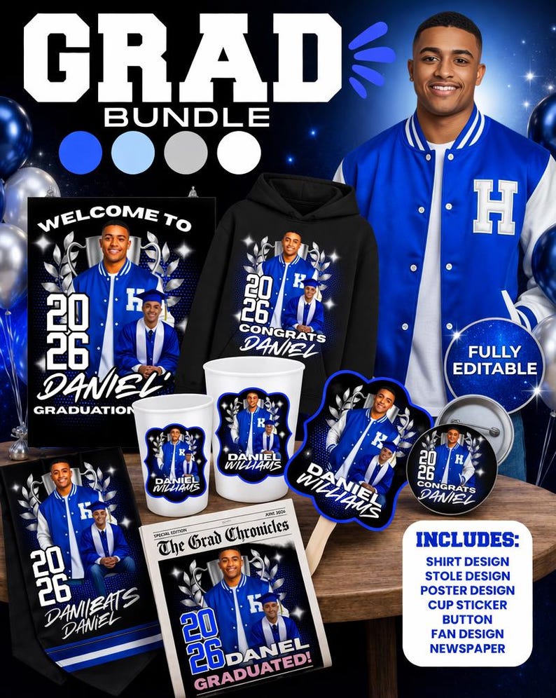 Graduation Bundle Canva Template |editable Grad Party Set 2026 | Shirt ...