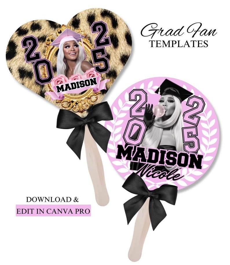 2025 Graduation Fans | Set of 5 Editable Canva Templates | Senior ...
