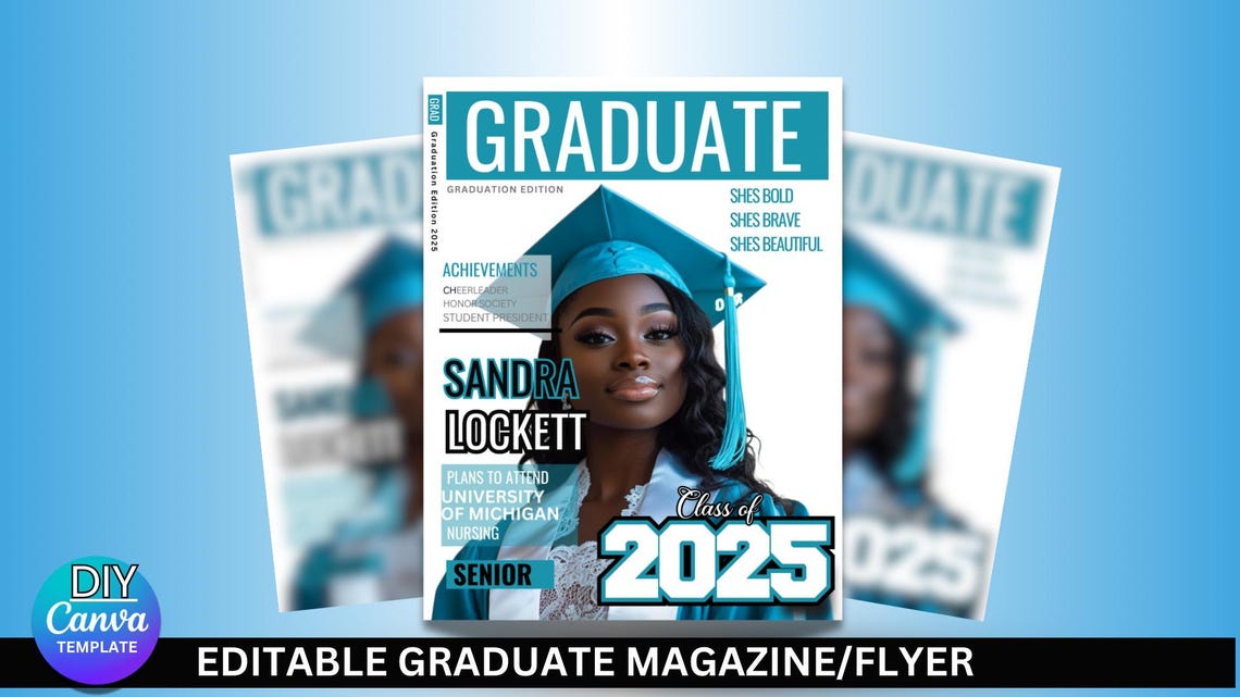 2025 Graduation Magazine Cover Templates | Senior Keepsake (editable ...