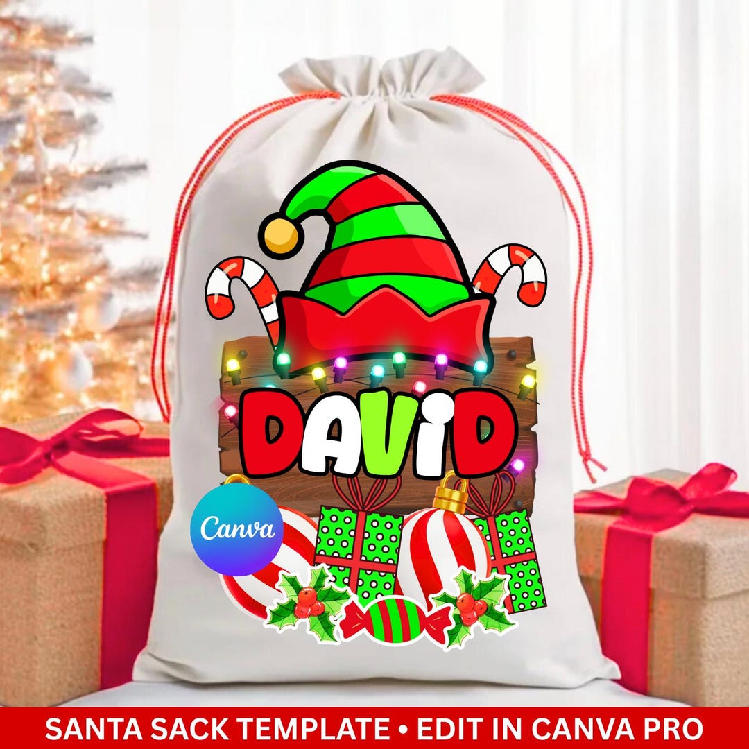 Personalized Santa Sack Template • Editable Christmas Bag, Elf & Santa ...