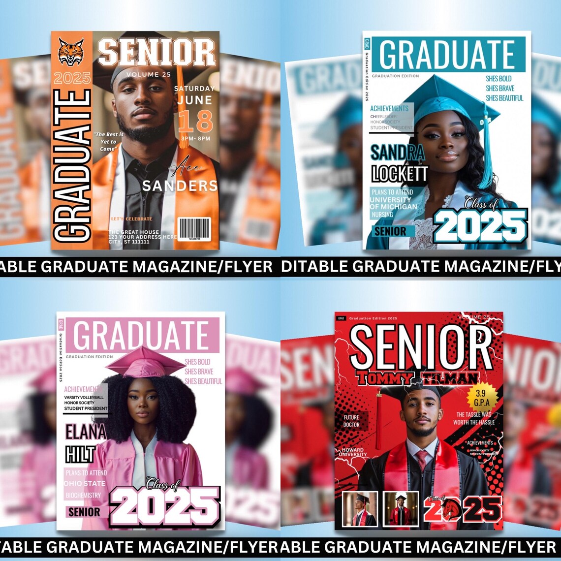 2025 Graduation Magazine Cover Templates | Senior Keepsake (editable ...