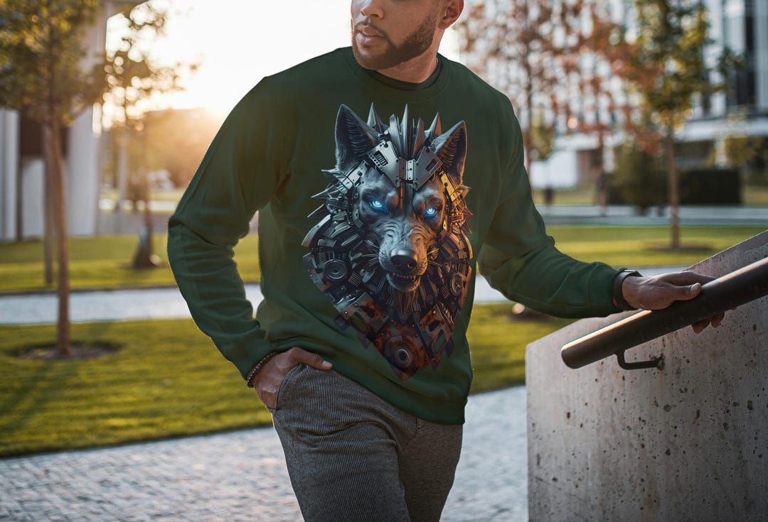 Mechanical Wolf Digital Art - Steampunk Cyber Wolf Head - PNG SVG PDF ...