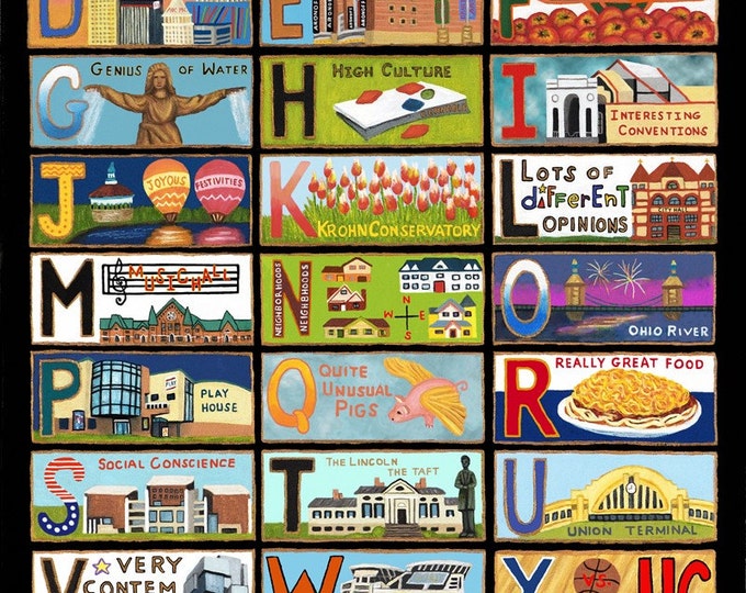 Cincinnati the Abc's of Cincinnati Notecards - Etsy