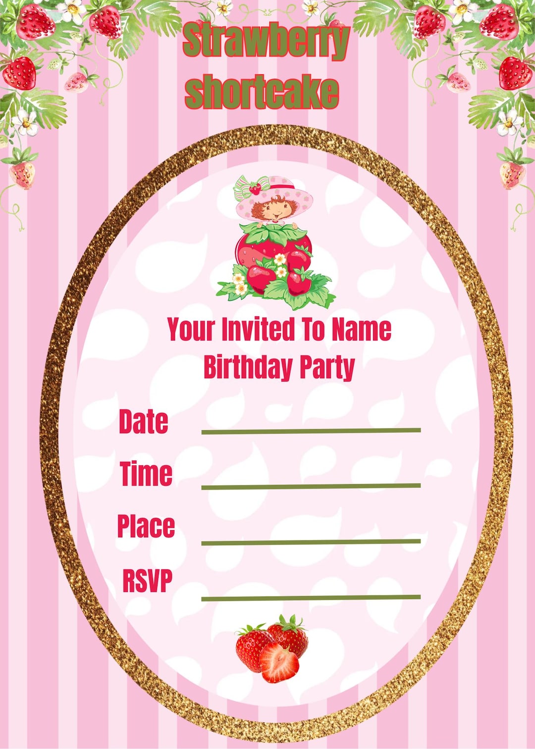 Strawberry Shortcake Birthday Invitation - Etsy