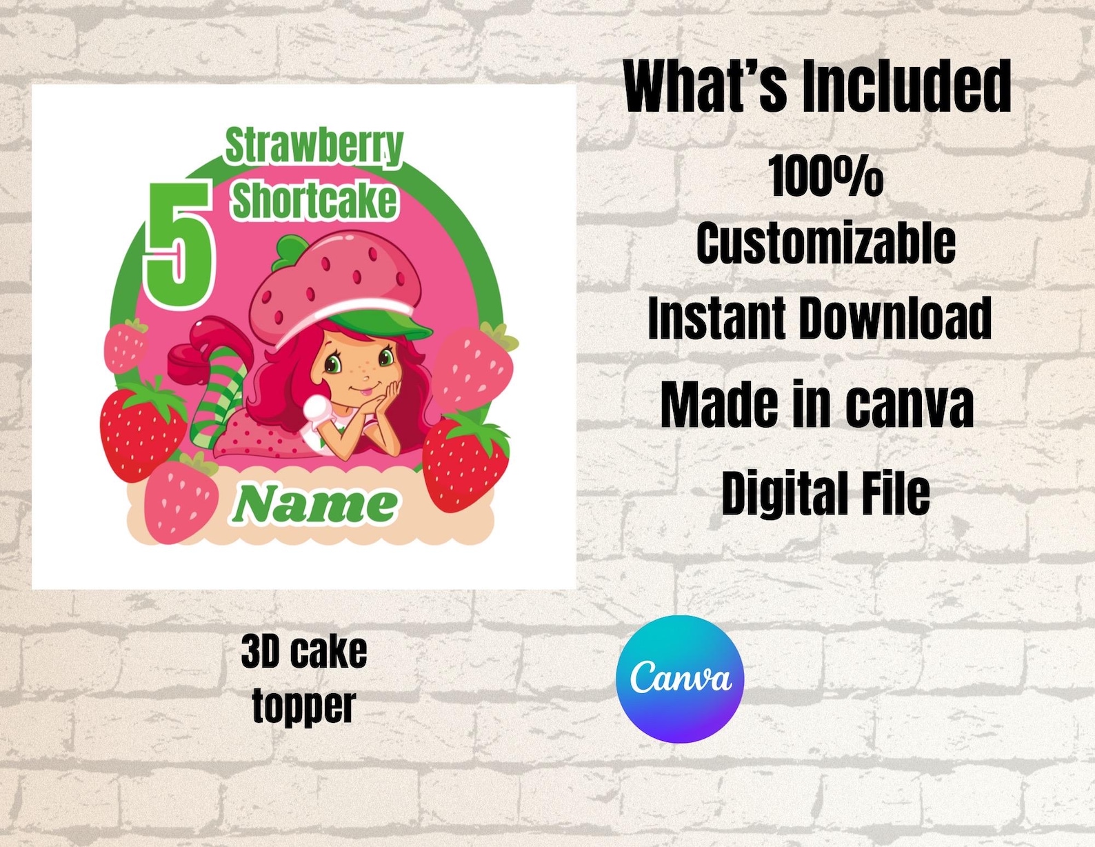 Strawberry Shortcake Cake Topper - Etsy