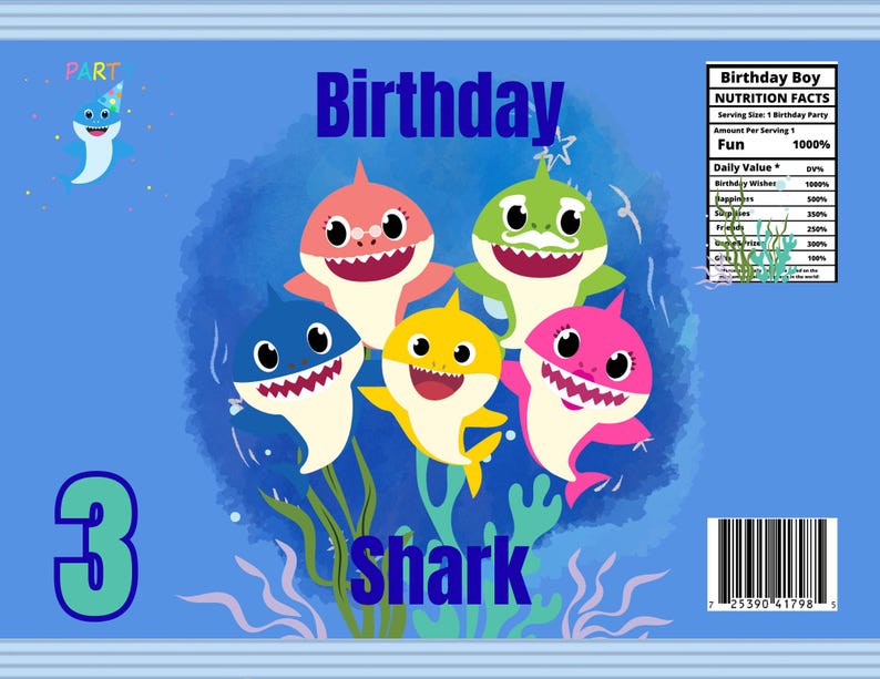 Baby Shark Chip Bag Digital - Etsy