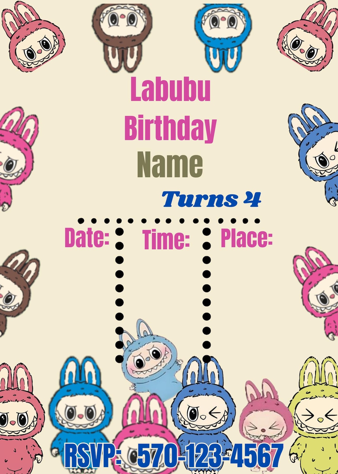 Labubu Birthday Invitation - Etsy