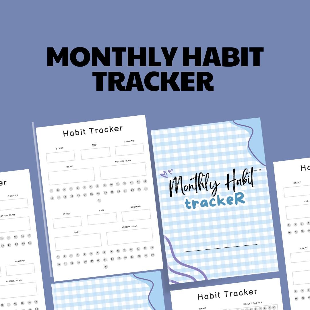 Monthly Habit Tracker Printable Landscape, 30 Day Habit Challenge ...