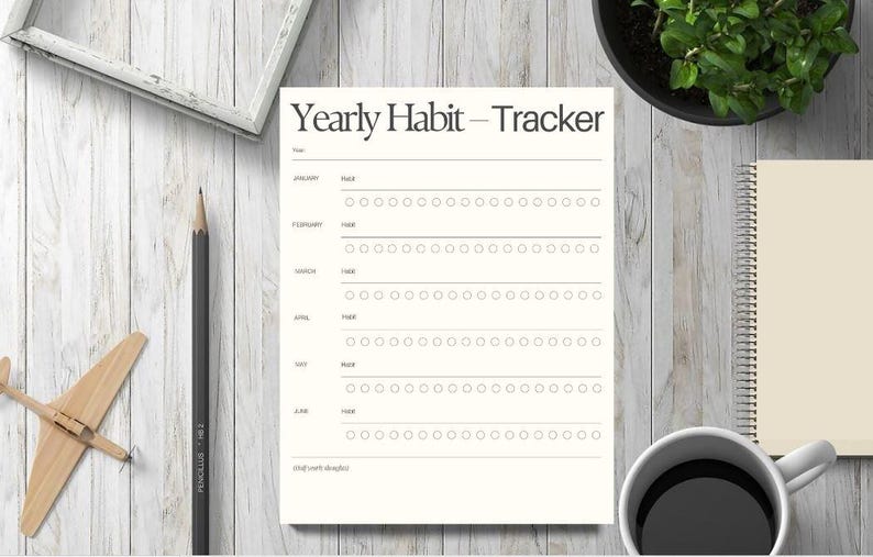 Yearly Habit Tracker | Printable Habit Planner | Annual Goal Setting ...