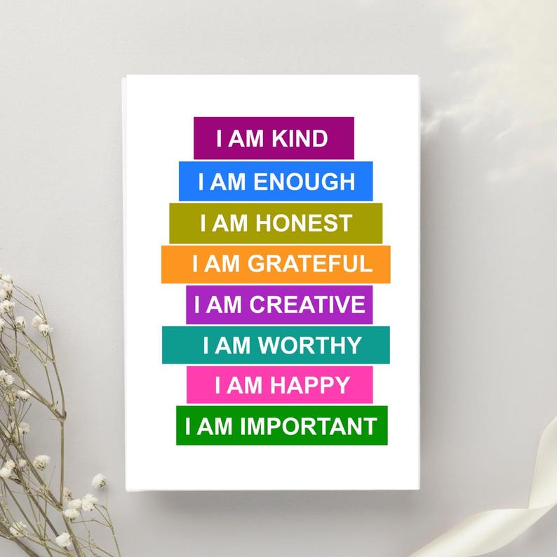 I Am Affirmations Wall Art – Set of 8 Positive Quote Printables for ...