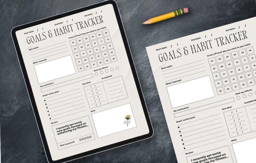 Goals and Habit Tracker Planner – Printable Productivity Tool, Daily ...