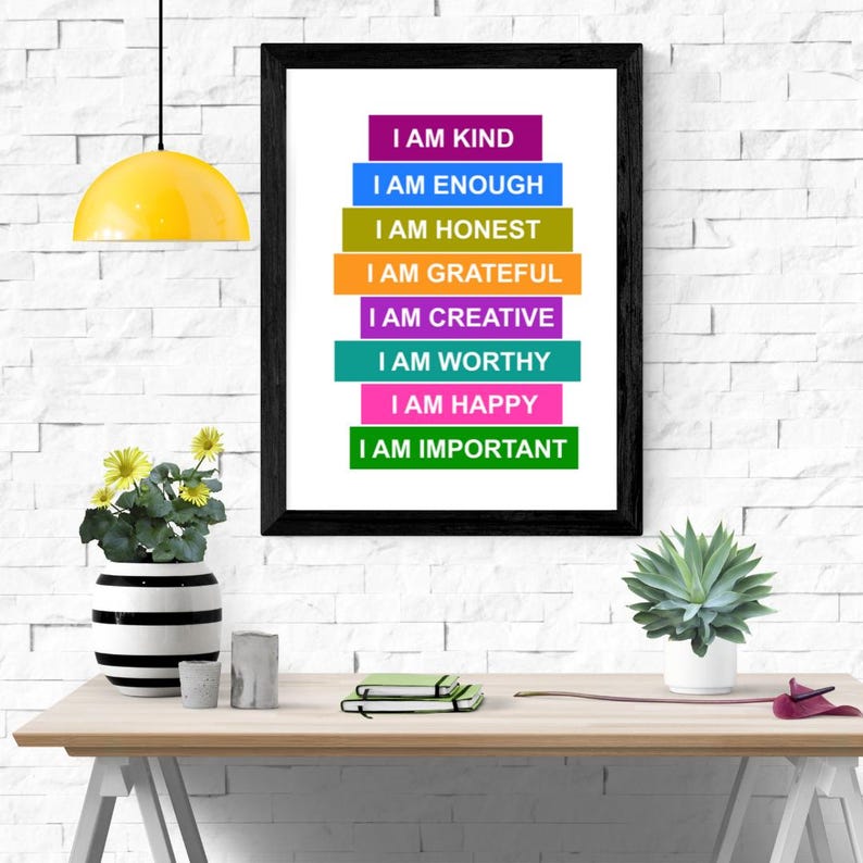 I Am Affirmations Wall Art – Set of 8 Positive Quote Printables for ...
