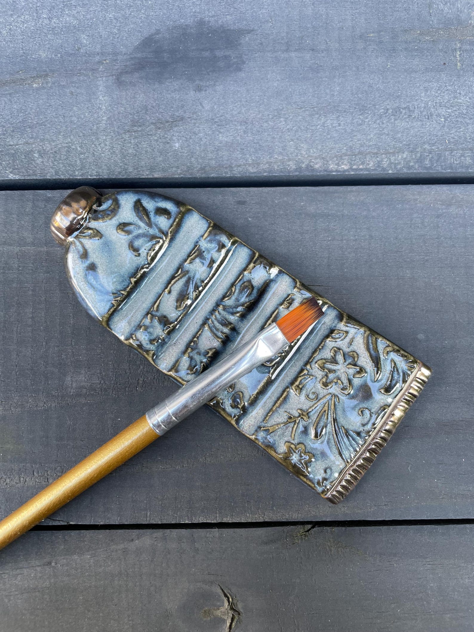 Handmade Ceramic Brush Rest: Floral Paint Tube Pottery - Etsy