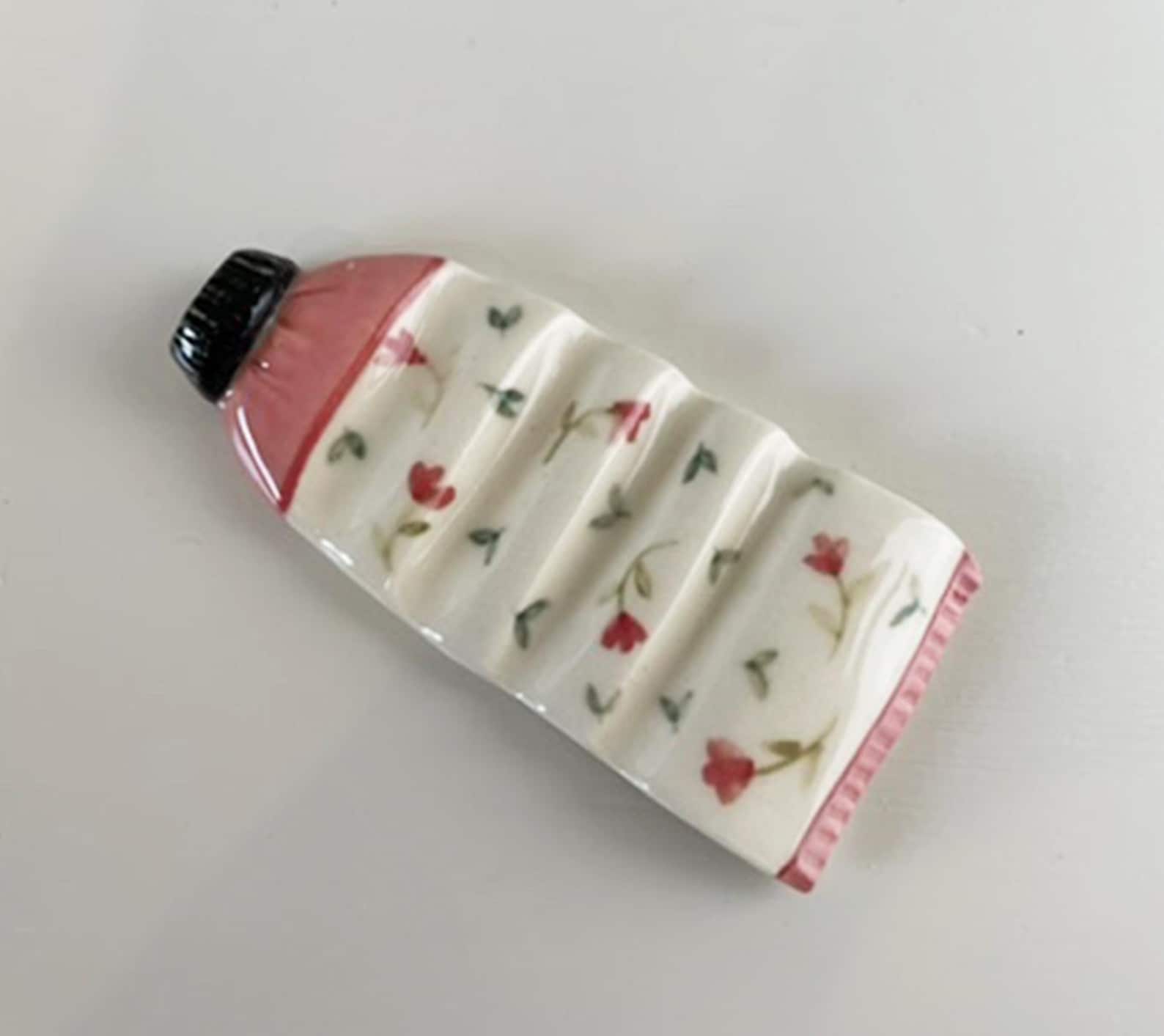 Handmade Ceramic Brush Rest: Paint Tube With Flower Accents - Etsy