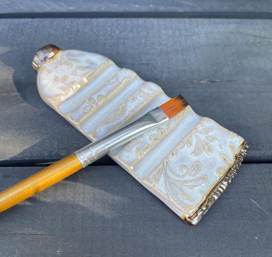 Handmade Ceramic Brush Rest: Floral Paint Tube Pottery, Artist Gift - Etsy