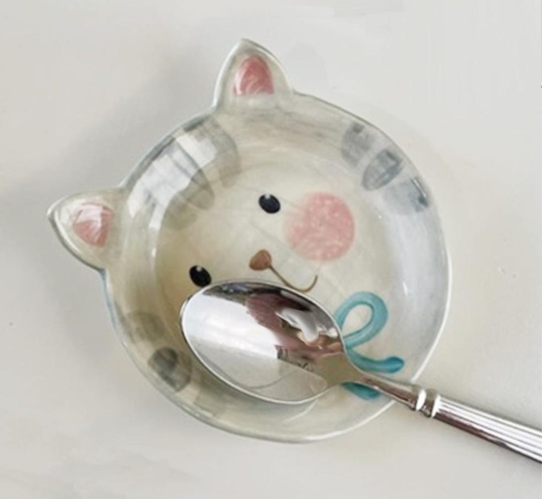 Handmade Ceramic Cat Spoon Rest – Cute Cat Kitchen Decor – Pottery ...