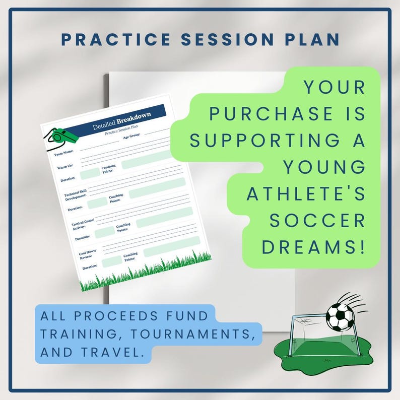 Soccer Practice Plan Template | Detailed Training Breakdown | Youth Soccer Drills | Printable ...