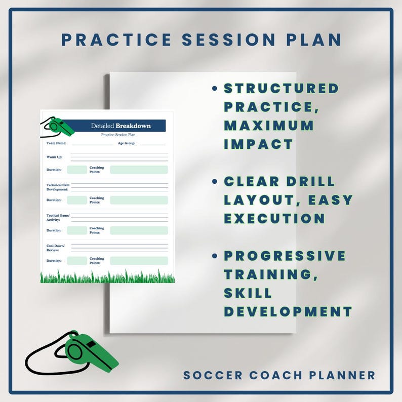 Youth Soccer Practice Plan Template | Coach Planner (printable PDF) - Etsy