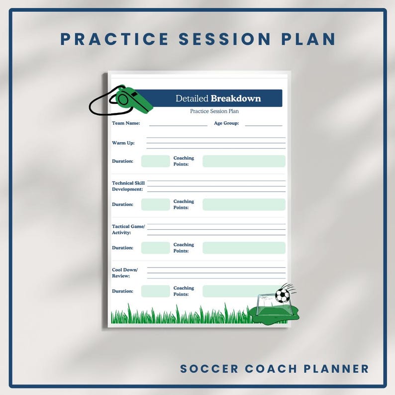 Youth Soccer Practice Plan Template | Coach Planner (printable PDF) - Etsy