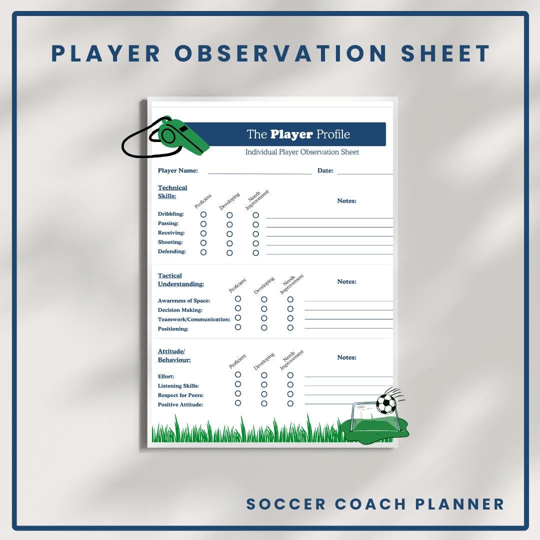 Soccer Coach Player Profile | Individual Player Observation Sheet ...