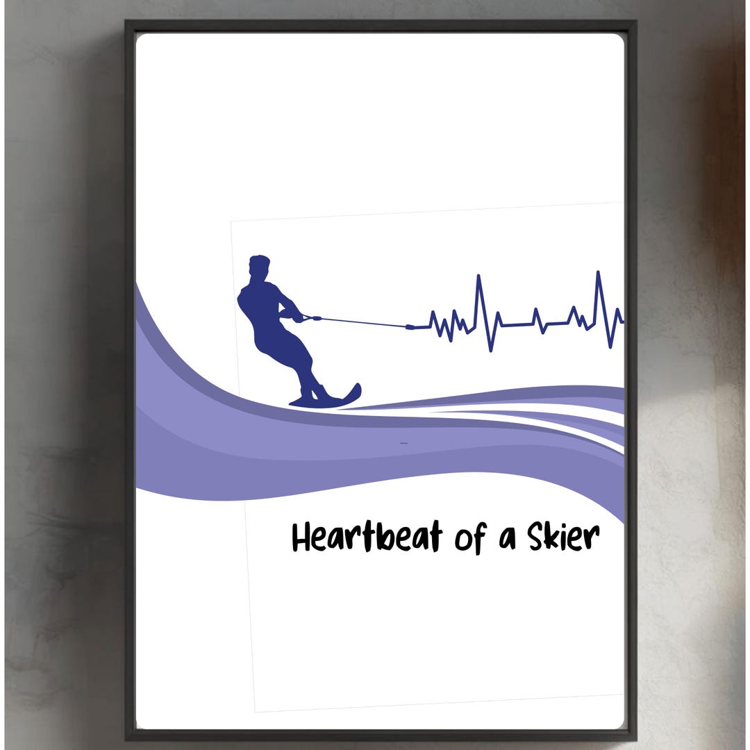 Skiing EKG Heartbeat Art Print – Instant Download Skier Wall Decor ...