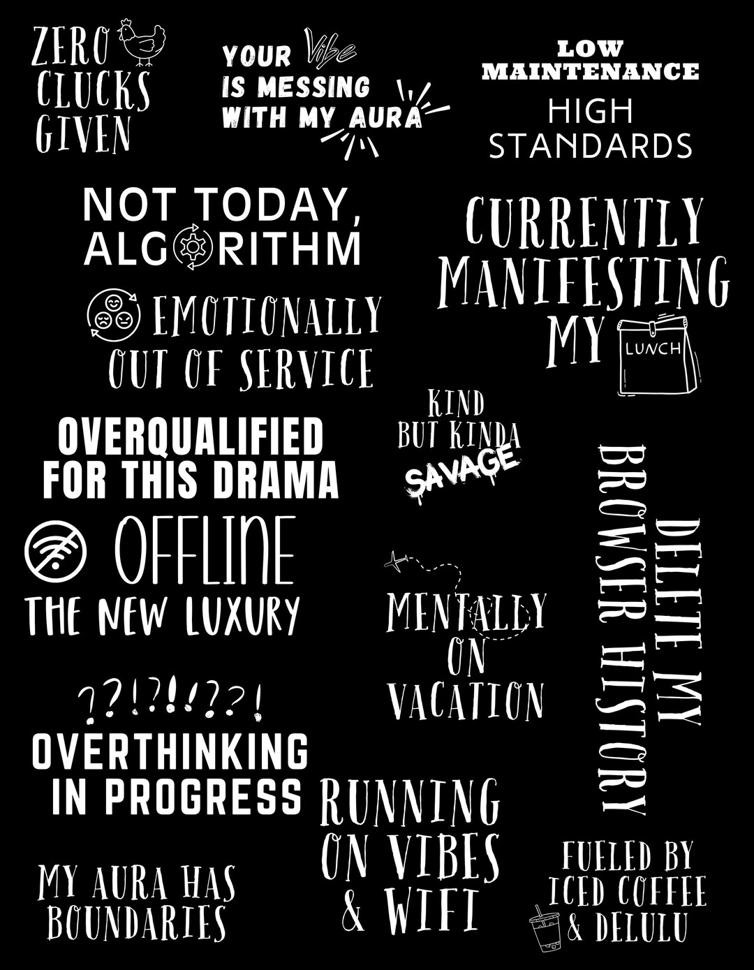 Sarcastic Quote Bundle – 15 Funny PNG Sayings 300 Dpi (digital Download) - Etsy