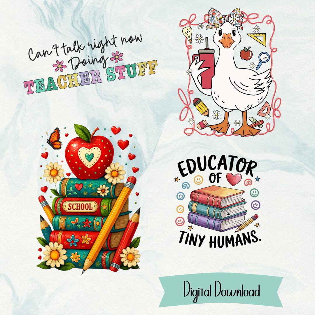 Teacher PNG Bundle: Slogans & School Designs (digital Download) - Etsy
