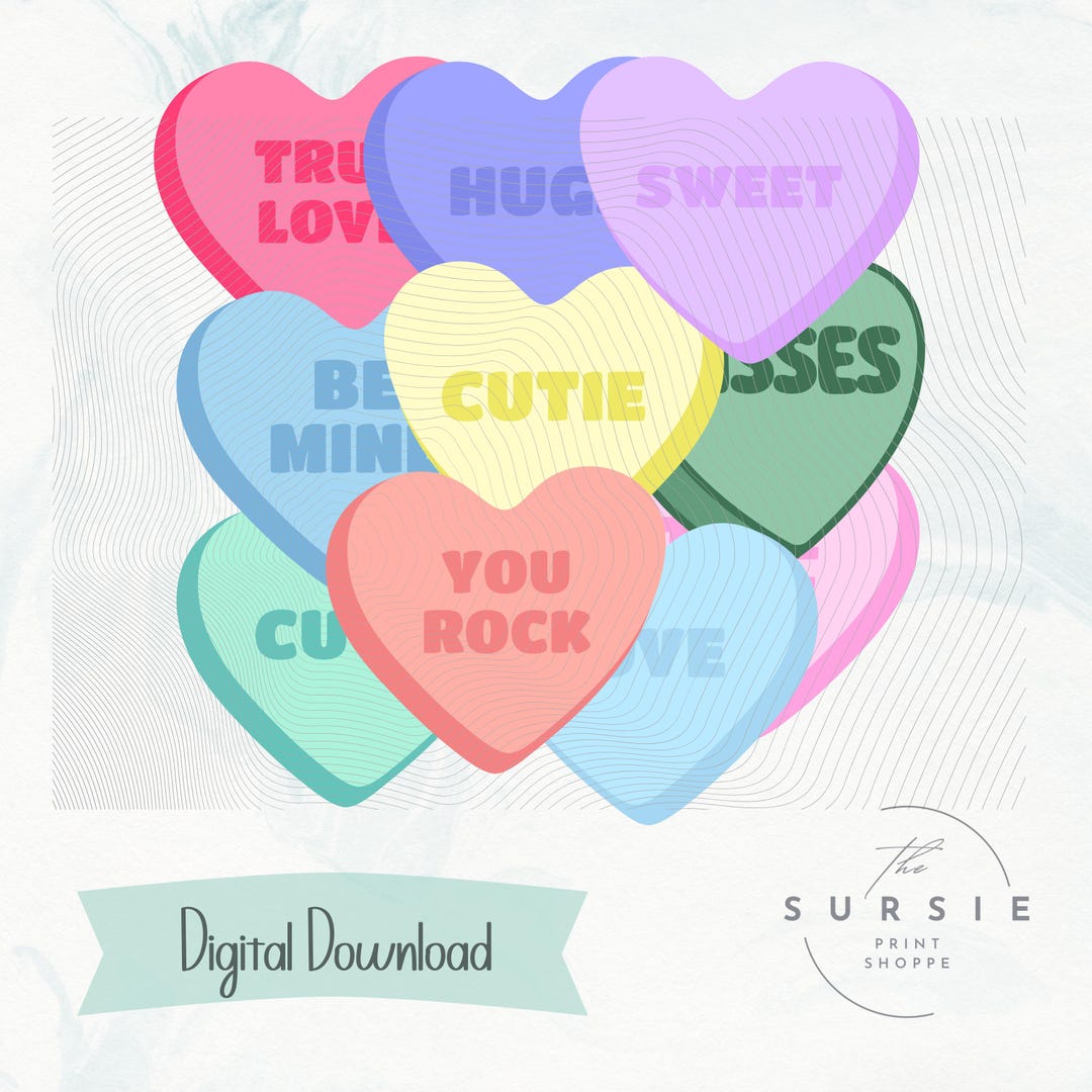 Valentines Candy Hearts PNG Clipart | Pastel Conversation Hearts Stack ...