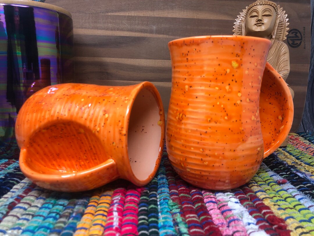 Wildfire Orange Ceramic Hug a Mug Hand Warmer Winter Coffee Tea Cocoa ...