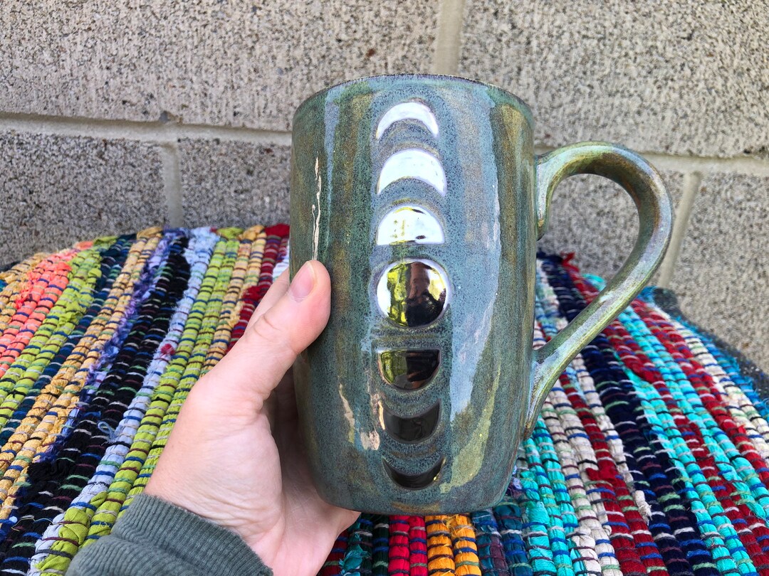 White Gold Crescent Moon Phases Gold Splatter and Rustic Riverstone ...