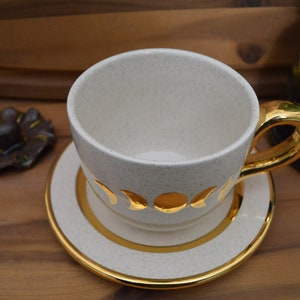 Yellow Gold and Glitter Lunar Phase - Crescent Moon - Jumbo Ceramic ...