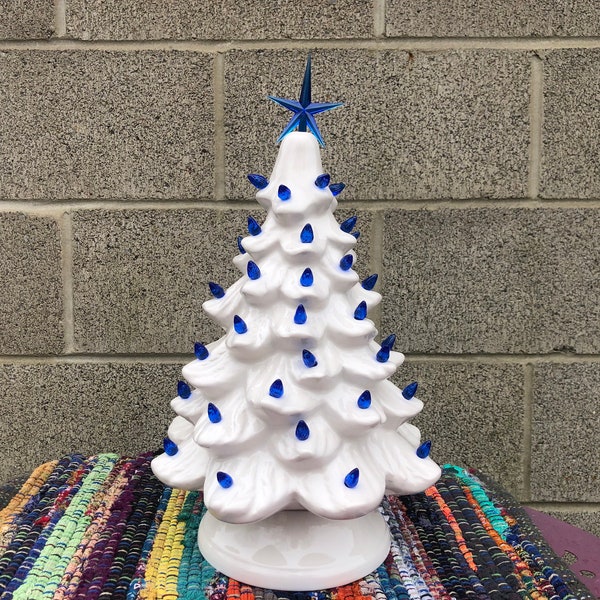 Blue Ceramic Christmas Tree With Lights - Etsy