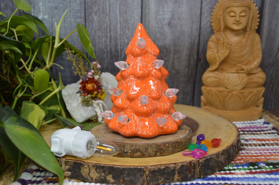 Vintage Style Ceramic Christmas Tree With Lights Wall Plug Nightlight ...