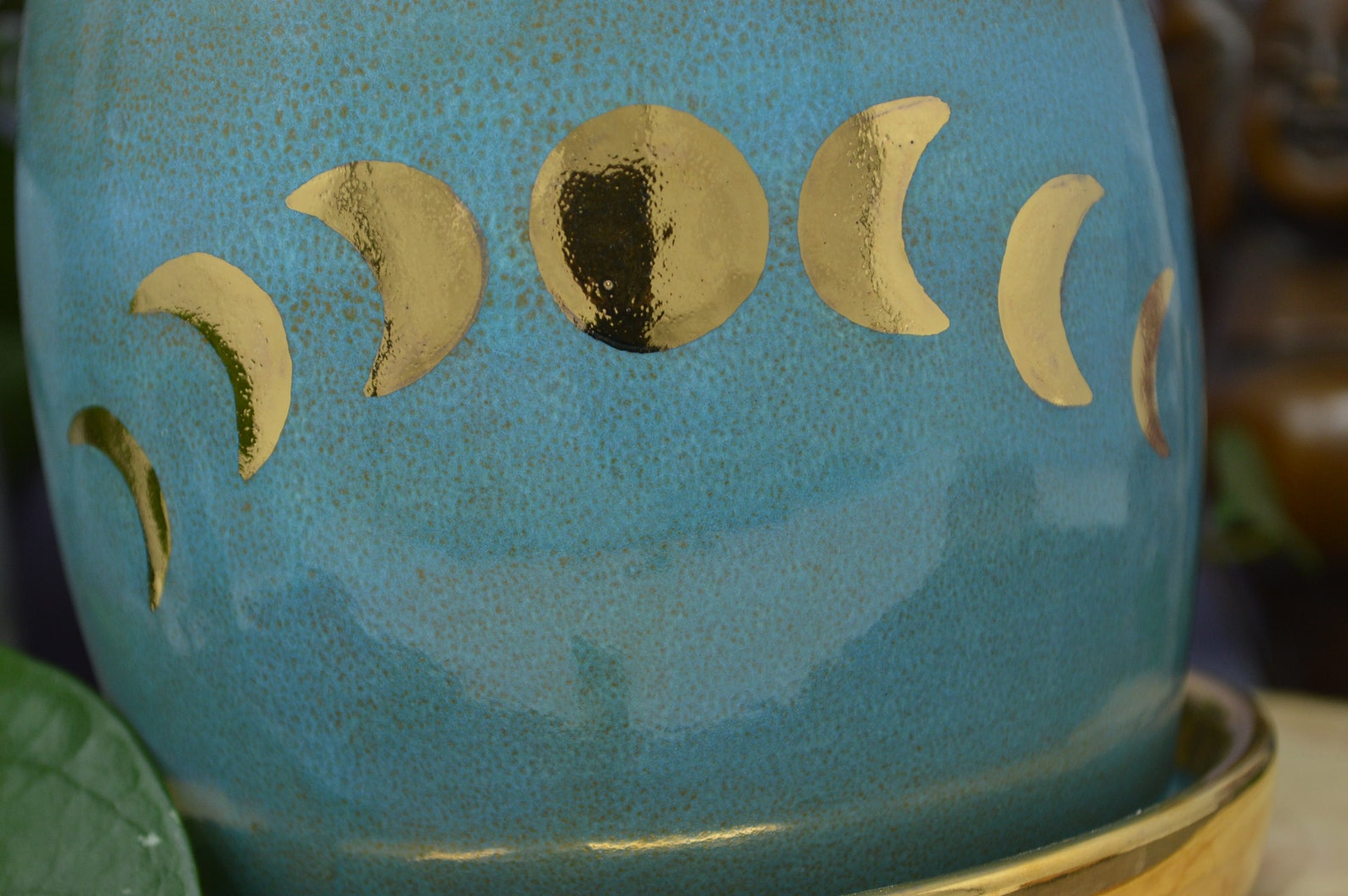 Yellow Gold Moon Phase with REAL GOLD and Glitter Planter | Etsy