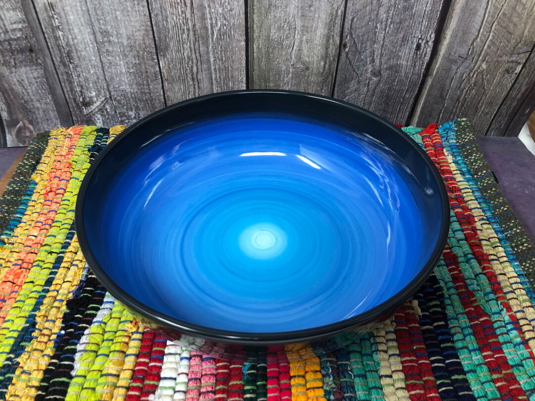 Blue Ombre Large Ceramic Pasta / Fruit / Serving Bowl Colorful Gradient ...