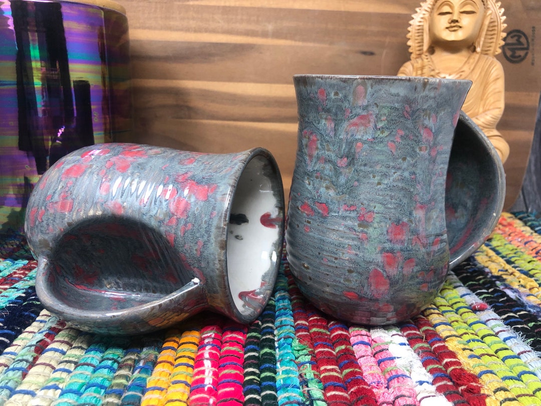 Rosebud Blue Gray Ceramic Hug a Mug Color Bursting Crystals Red Pink ...