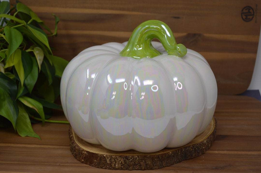 Giant Gourd Ceramic Pumpkin - Mother of Pearl White - Fairytale ...