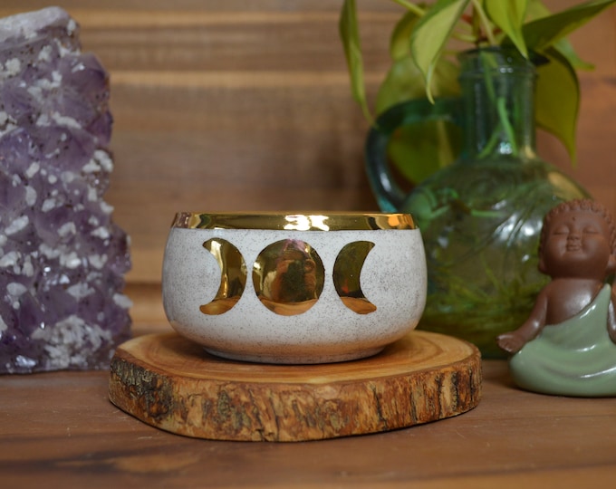 Yellow Gold and Glitter Lunar Phase Ceramic Condiment Bowl - 6 Oz ...